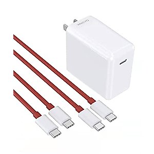 Oneplus Warp Charger for 9R/9/9 Pro, Oneplus Warp Charger 65w Set Compatible with 8 Pro/8T/8/7 Pro/7T/7T Pro, Include 65w Power Adapter, 2 Pack USB Dual Type-C Data Cable (1M/3.3ft) (1,5M/5.0ft)