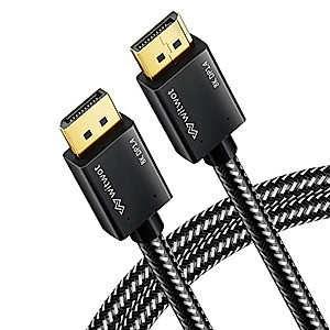 WitWot 8K DisplayPort Cable 1.4, 6ft, Bi-Directional Gold-Plated Nylon Braided Display Port DP Cable (8K@60Hz, 4K@144Hz, 2K@240Hz) 32.4Gbps, HDR, HDCP 2.2 for Gaming Monitor, Graphics, PC, Computer