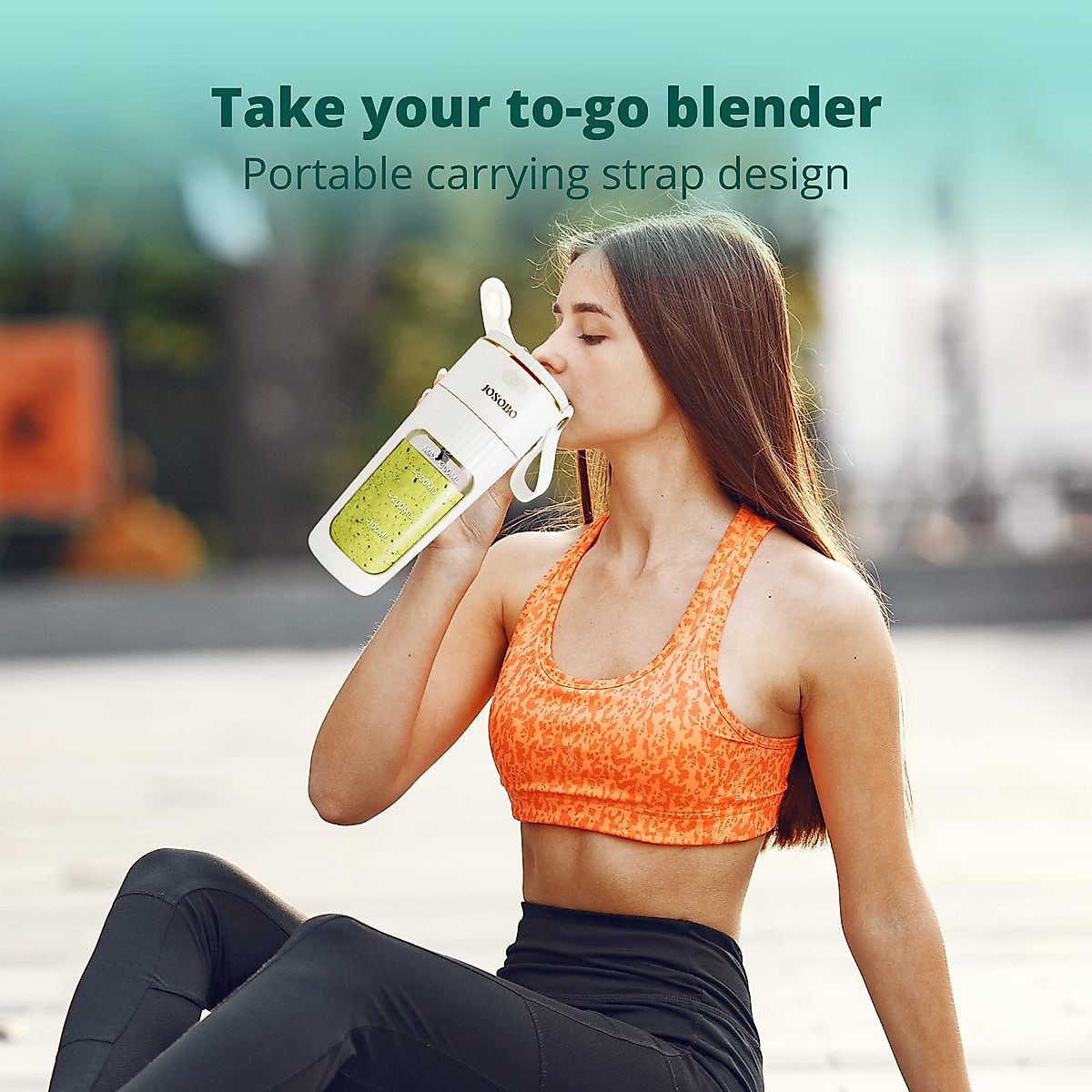 JOSOBO Portable Blender for Shakes and Smoothies, USB Rechargeable Personal Mini Travel Blender with Straw, Wireless Operation, Small Blender for Smoothies, Sauces, Juices, Protein Powder, Puree