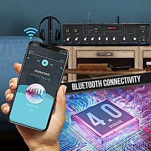 Pyle Professional Powered Amplifier & Bluetooth Receiver Stereo Audio System, FM Radio, (2) 1/4'' Microphone Input Jacks, MP3/USB/SD/AUX Playback, LCD Display ID3 Tag Readout 600 Watt - PT506BT.5