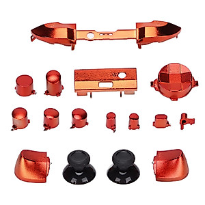 Full Game Controller Plating Button Set, Game Handle Accessories Compatible Beautiful Appearance for Series X(Electroplating red)