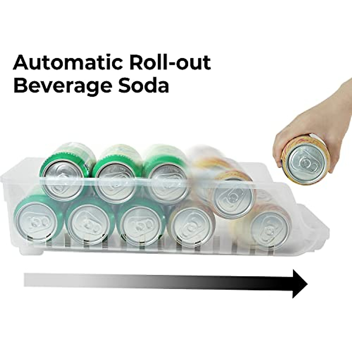 carrotez Soda Can Organizer 11-12 Standard Cans, Beverage Organizer for Refrigerator Pantry Freezer Kitchen Organization and Storage, Beverage Soda Dispenser Plastic BPA Free Storage Rack
