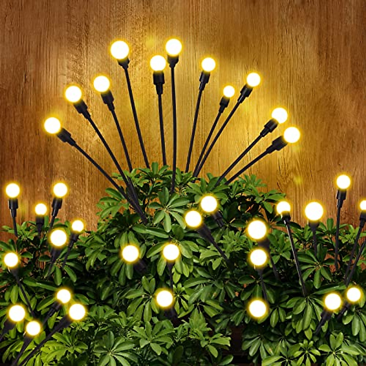ZIVASA 10 LED Solar Powered Firefly Lights - Outdoor Waterproof Decorative Swaying Wind Dancing Lights for Pathway Yard Patio Landscape, Warm White 4 Pack