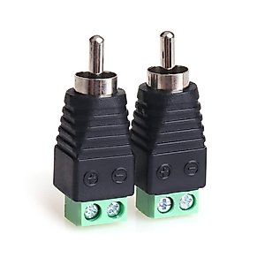 MOBOREST RCA Cable Audio Adapter, Phono RCA Male Plug to AV Screw Terminal Audio/Video Speaker Wire connectors Solderless Adapter(RCA Male-2pack)
