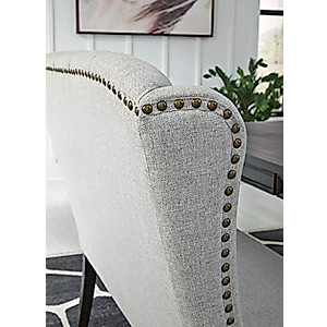 Signature Design by Ashley Jeanette Casual Tufted Back Dining Bench or Sette with Nailhead Trim, Gray