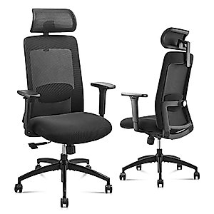 MUIGELS Ergonomic Office Chair - High Back Computer Desk Chair with Adjustable Lumbar Headrest Arms Support and Tilt Function, Comfy Rolling Swivel Task Chair for Home Conference Room Office Bedroom