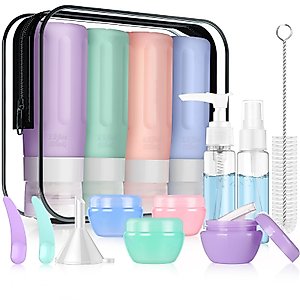 JBYAMUS 16 Pcs Silicone Bottles Set, Leak-Proof Design, Travel Size, TSA Approved for Toiletries, Portable Containers and Best Gifts for Women (BPA Free)