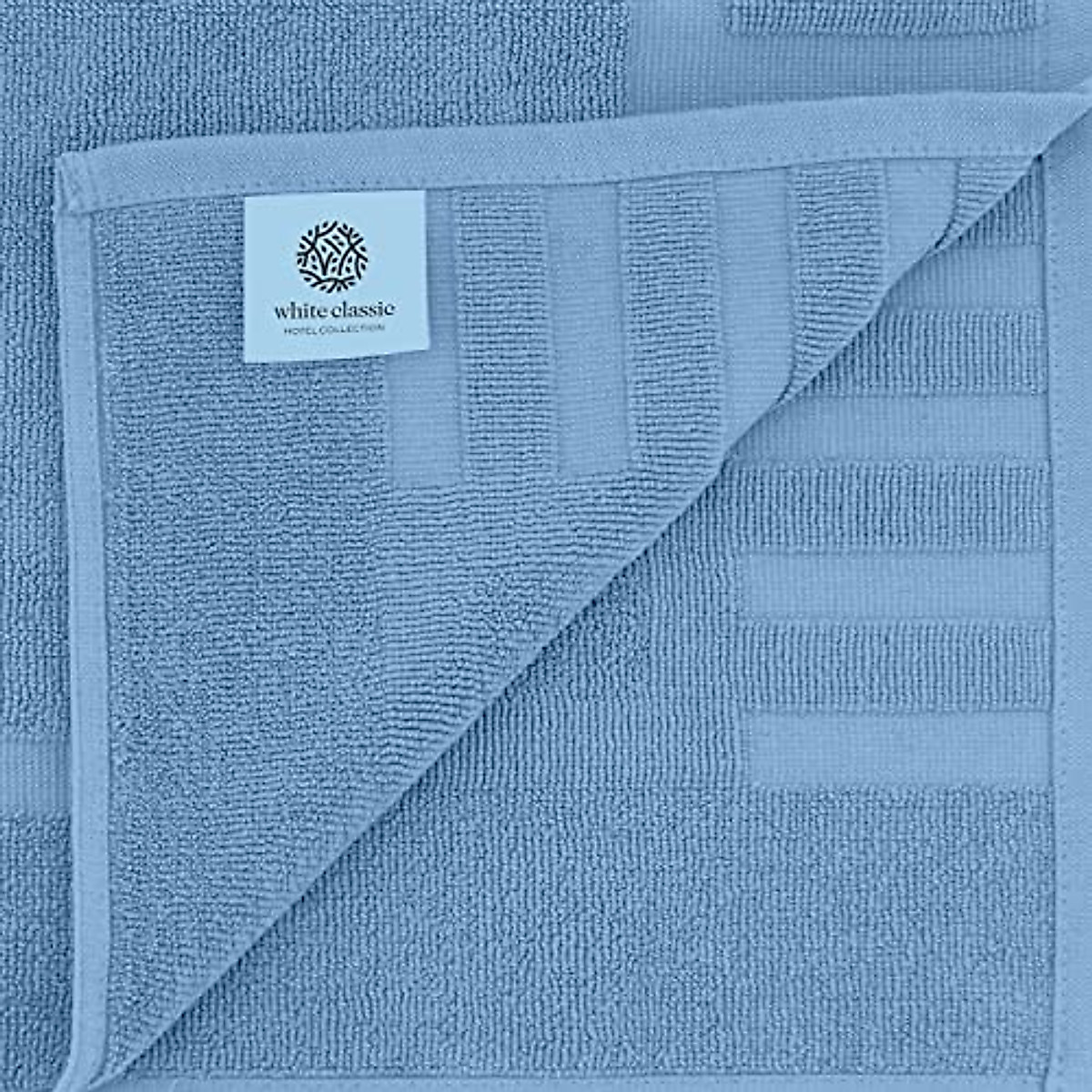 White Classic Luxury Bath Sheet Towels | 2 Pack Luxury Bath Mat | 2 Pack Bundle (Light Blue)