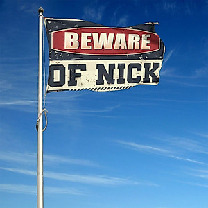 Funny Dorm Flags Beware Of Nick Flag Stuff For Your Room Windsocks Outdoor (Size : 60X90CM)