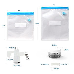 Sous-vide Bags, airtight and reusable freezer bags, BPA-free. Medium size (9" x 11") and include 20 generic vacuum sealer bags compatible with most sous vide pumps and machines.