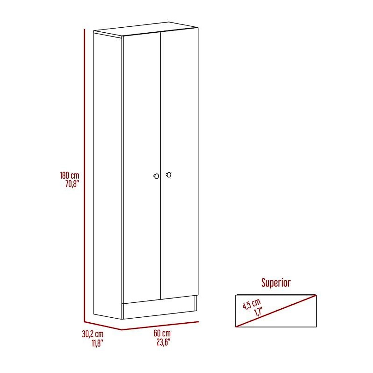 Levan Home Contemporary Kitchen Tall Utility Storage Pantry Cabinet in White & Light Oak with Metal Handles