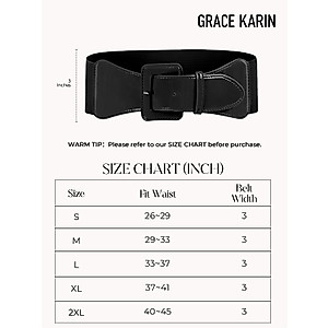 GRACE KARIN Womens Black Belt Stretch Belts For Women Fashion Wide Elastic Belts Back Blets XL