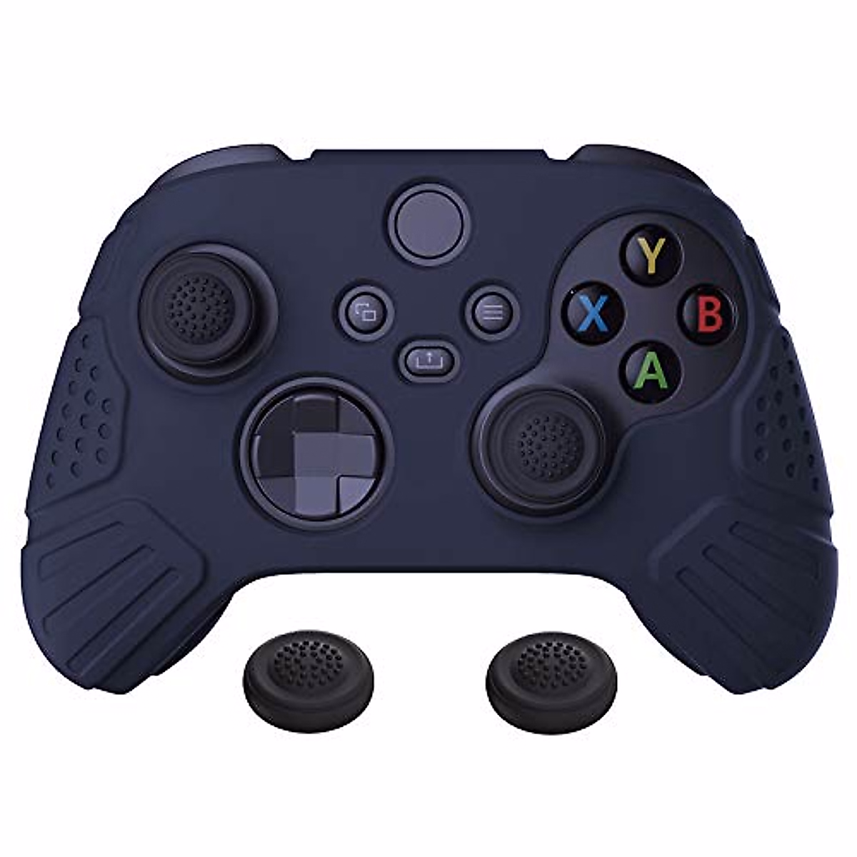 PlayVital Guardian Edition Midnight Blue Ergonomic Soft Anti-Slip Controller Silicone Case Cover, Rubber Protector Skins with Black Joystick Caps for Xbox Series S/X Controller