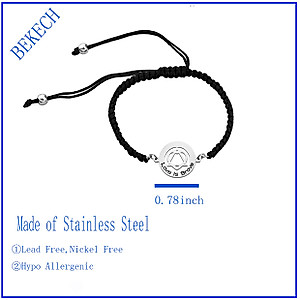 BEKECH Adoption Bracelet Love is Brave Intertwined Heart and Triangle Adoption Symbol Charm Braided Bracelet for Stepmom