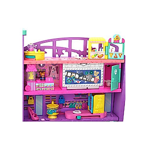 Polly Pocket Mega Mall with 6 Floors, Elevator, Vehicle, Parking Garage, Micro Polly & Lila Dolls, Dog & Storytelling Play Pieces; for Ages 4 and Up