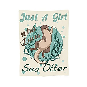 Sea Otter Throw Blanket Soft Flannel Blanket Lightweight Microfiber Blanket for Room Bed Sofa 50"X40" Inches