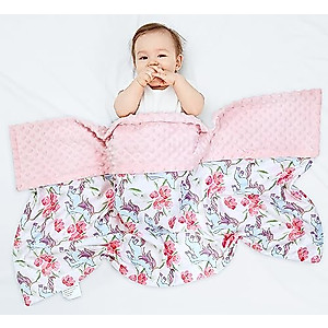 Soft Plush Minky Baby Blanket for Boys Girls Unisex with Print Animal Pattern Double Layer Dotted Backing Bed Throws for Baby Crib Receiving for Newborns (Unicorn)