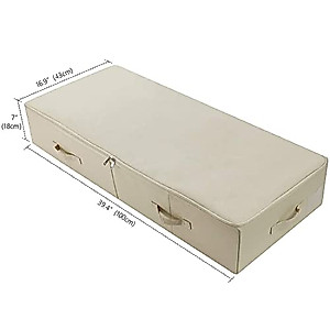 iwill CREATE PRO Ultra Large Size Underbed Storage Bins Set, Folding Washable, Good for Duvets, Blankets, Shoes, Garment Organizer, Beige