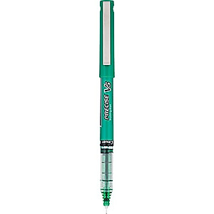 PILOT Precise V5 Stick Rolling Ball Pens, Extra Fine Point, Green Ink, Dozen Box (25104)