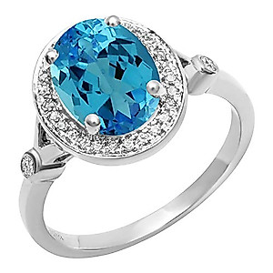 Dazzlingrock Collection 10K 9X7 MM Oval Garnet & Round Diamond Bridal Engagement Ring, Yellow Gold, Size 4