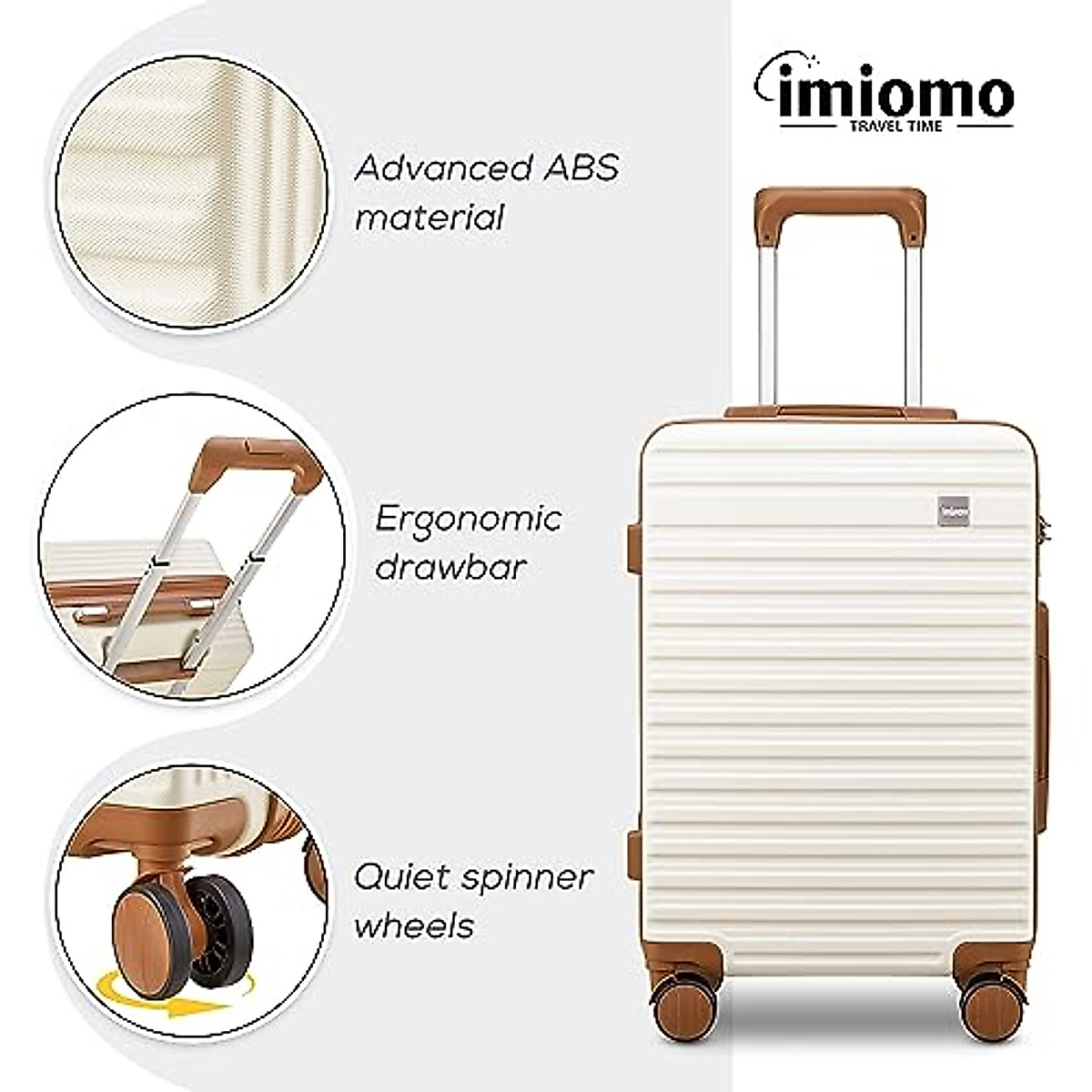 imiono Luggage Sets 3 Piece,Hardside Suitcase Set with Spinner Wheels,Lightweight Travel Carry on Luggage set Clearance with TSA Lock（20/24/28,White）
