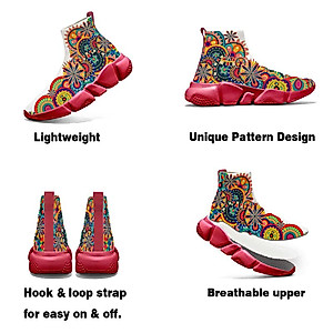 Qocifry Womens Walking Shoes Mens Slip-on Sneakers Breathable Lightweight Athletic High Top Running Sneaker