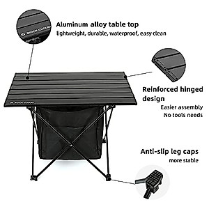 ROCK CLOUD Portable Camping Table Ultralight Aluminum Camp Table with Storage Bag Folding Beach Table for Camping Hiking Backpacking Outdoor Picnic, Size M
