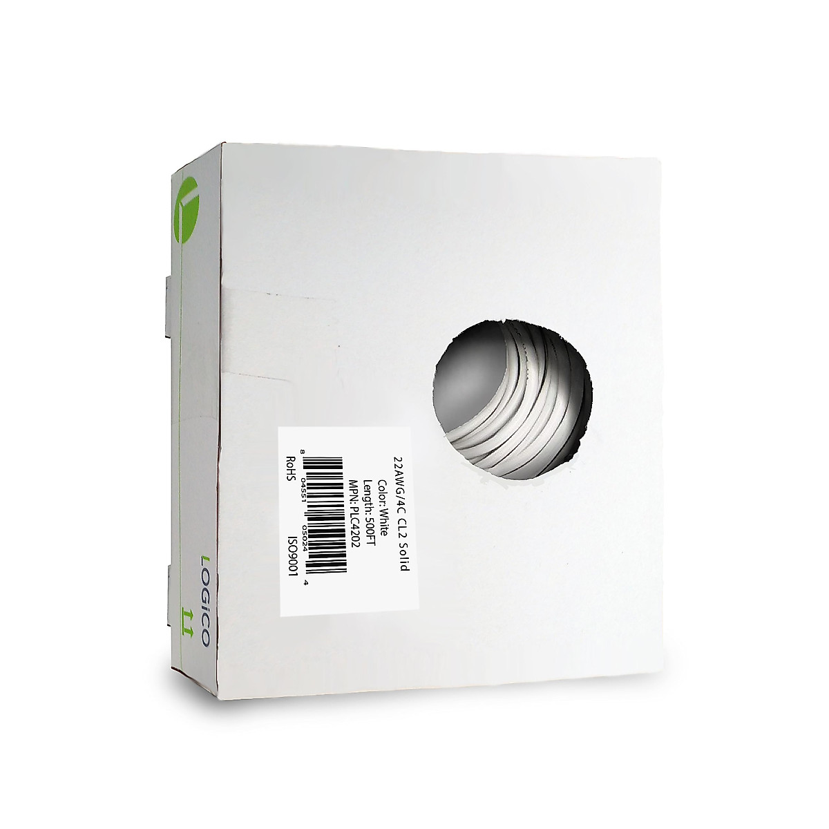 LOGICO Security Wire Burglar Alarm 22/4 Cable 500FT Solid White 500' Speaker Cable