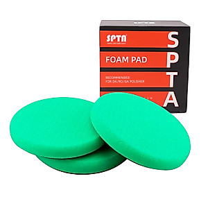 Green Heavy Cut Pad, Buffing Polishing Pads, SPTA 3Pcs 6.5 Inch Face for 6 Inch 150mm Backing Plate Compound Buffing Sponge Pads for Car Buffer Polisher Compounding, Polishing and Waxing -FPTSS6G-3