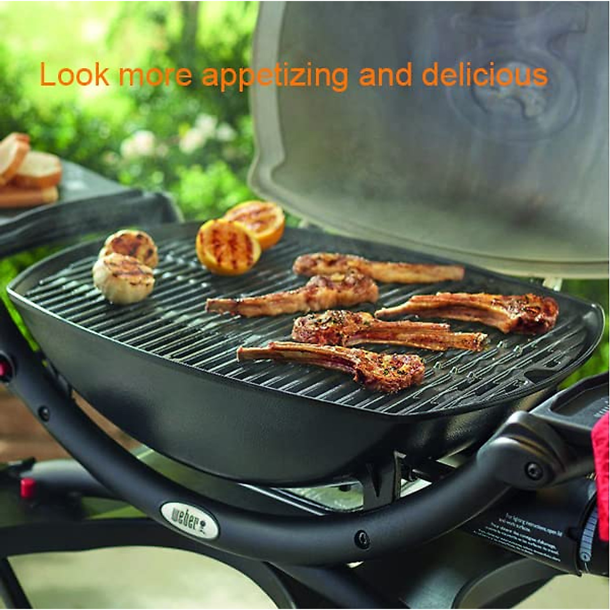 Uniflasy 7645 Cast Iron Cooking Grates and 41862 Grill Burner for Weber Q200, Q220, Q2000, 53060001 Series Gas Grills, for Weber 7645/65811 Cast Iron grates Grates and 69956/60041 Burner Pipe