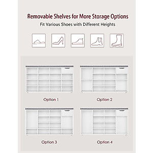 DINZI LVJ Shoe Bench, Entryway Storage Bench with Drawer and 15 Cubbies, Cubby Shoe Rack with Adjustable Shelves, Shoe Organizer Cabinet for Living Room, Bedroom, Mudroom, Closet and Garage, White