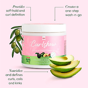 ORS Olive Oil Curlshow Leave-In Conditioner Gel Infused with Collagen & Avocado Oil for Strength & Length (16.0 oz)