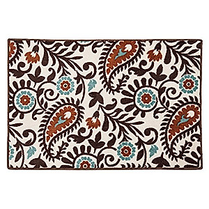 HiEnd Rebecca Chocolate Brown, Terra Cotta, Turquoise Paisley Kitchen & Bath Western Inspired Decor Rug 24 x 36