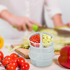 Gowfew 10 Pcs Double Condiment Containers Container With Lids, Double Compartment Snack Containers, 2 Compartment Snack Containers, Reusable Chutney Chili Sauce Dips Snack Boxes, AMY-HK0247