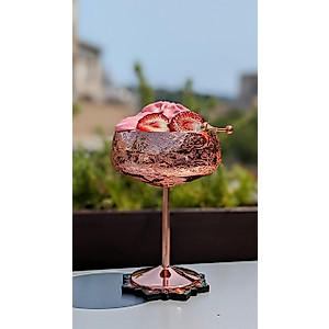 Sky Fish 14 oz Etching Martini Cocktail Glasse,Copper Plated Stainless Steel,Set Of 2 With 2 Cocktail Picks