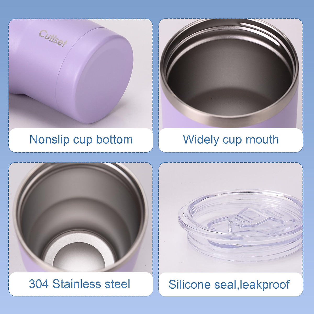 Cutiset 12oz Coffee Tumbler, 2 Pack Insulated Tumblers Bulk,Dishwasher Safe, Iced/Thermo Coffee Mug Cup Gifts for Women Men Couples Car Party Office…