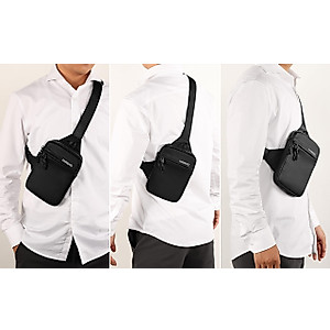 ANBEKO Small Crossbody Sling Bag Fanny Packs for Men Women, Mini Travel Shoulder Messenger Bag Chest Bag (PU)