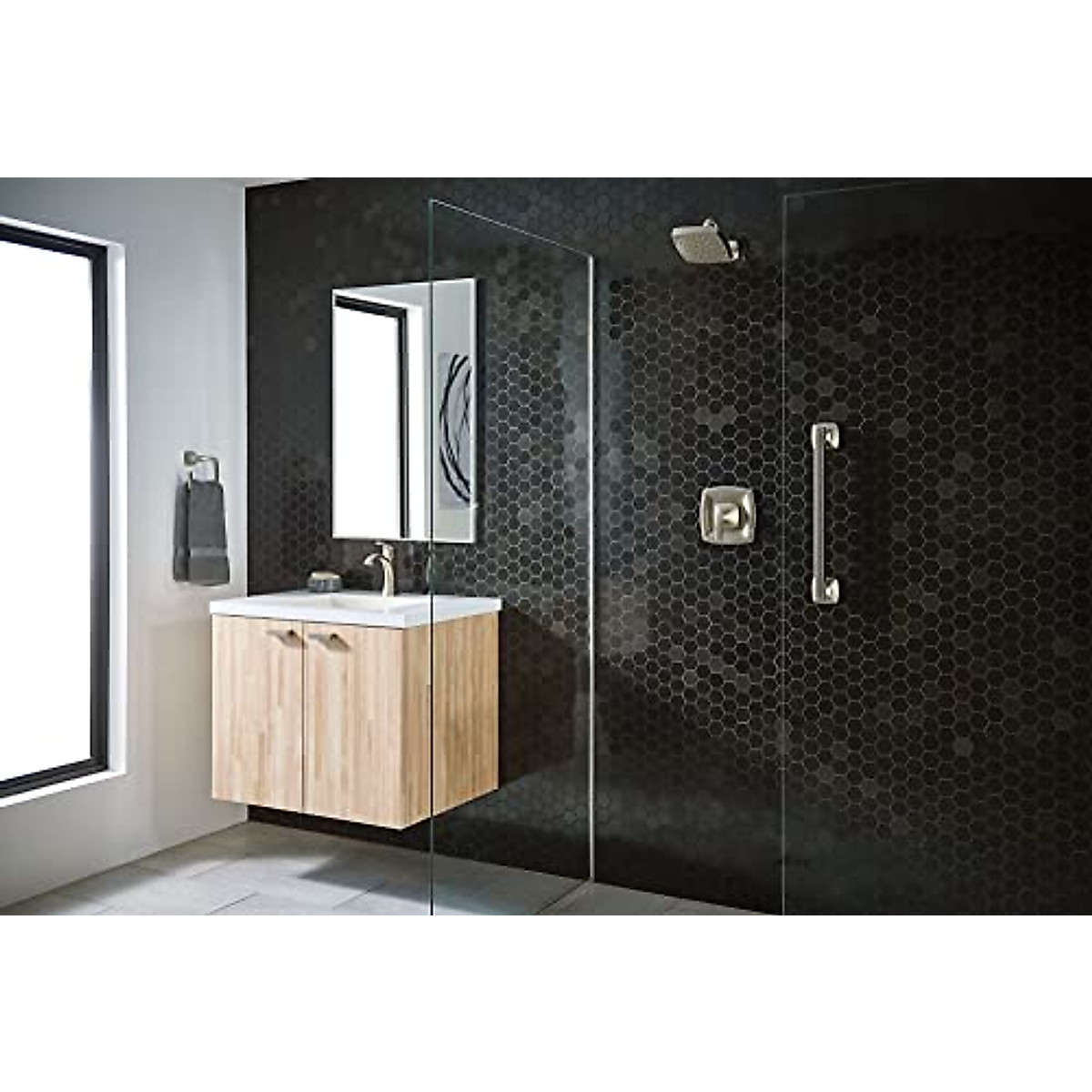 Moen Voss Collection Brushed Nickel Bathroom Hand Towel Ring, Wall Mounted Open Towel Ring, YB5186BN 11.61 x 2.83 x 6.81 inches