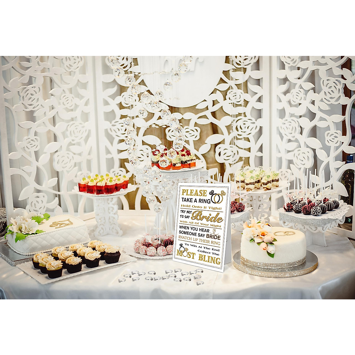 Don't say Bride Game, Put a Ring on It Bridal Shower Game with 50 Fake Rings, Bridal Shower Decorations, Bachelorette Hens Party Game, Wedding Shower Supplies - 04