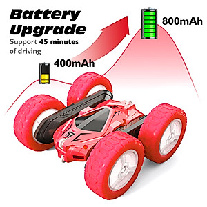Tecnock Remote Control Car, RC Cars Double Sided 360° Rotating Car Toys, Gesture Sensing RC Stunt Car with Headlights Wheel Lights, Ideal Gifts for Boys Girls