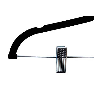 Brookstone BKH1293, 10 Pack Non-Slip Velvet Hangers with Clips, 360° Swivel Hook, Lightweight & Slim, Strong & Durable, Space Saving Design, Heavy Duty, Won’t Stain Fabric, Black, 10 Count