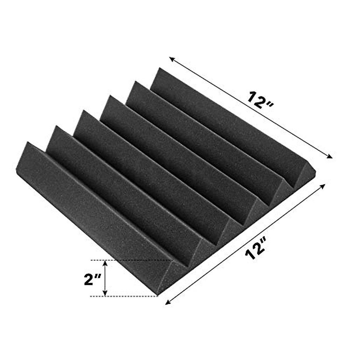 JBER Acoustic Panels Studio Foam Wedges Fireproof Soundproof Padding Wall Panels 2" X 12" X 12" (24 Pack Wedge 2" - Charcoal)
