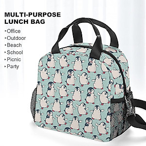 Cute Penguin Lunch Bag for Women Men, Portable Insulated Lunch Box, Lunch Tote Bag for Work Outdoor