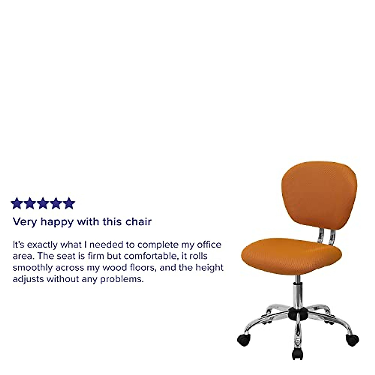 Flash Furniture Beverly Mid-Back Orange Mesh Padded Swivel Task Office Chair with Chrome Base
