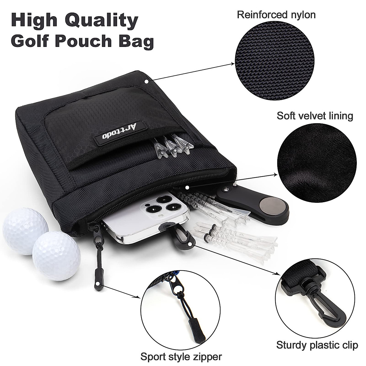 Arttodo Golf Accessories, Golf Club Cleaning Kit(13 in 1) - Golf Towel, Golf Club Cleaner, Golf Tees, Divot Repair Tool with Golf Ball Marker, Golf Pouch, Perfect Golf Gifts for Men