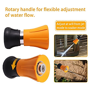 Sydien 3/4" Fire Hose Nozzle, Heavy Duty Fireman Hose Nozzle, Adjustable High Pressure Sprayer Nozzle for Car Washing Patio Cleaning Watering Lawn and Garden, Universal Fit Garden Hose Nozzle Orange