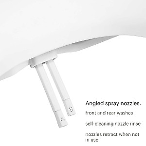 Plexon Plastic Non-Electric Bidet Toilet Seat, Elongated, White, 20. 03 in. L x 14.39 in. W x 2. 55 in. H