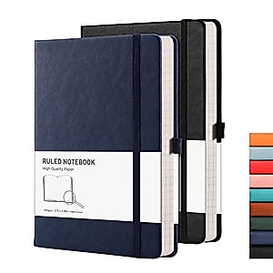 RETTACY Lined Journal Notebook Hardcover 2 Pack - A5 Business Journal with 376 Numbered Pages,100gsm Thick Paper 5.75'' × 8.38''