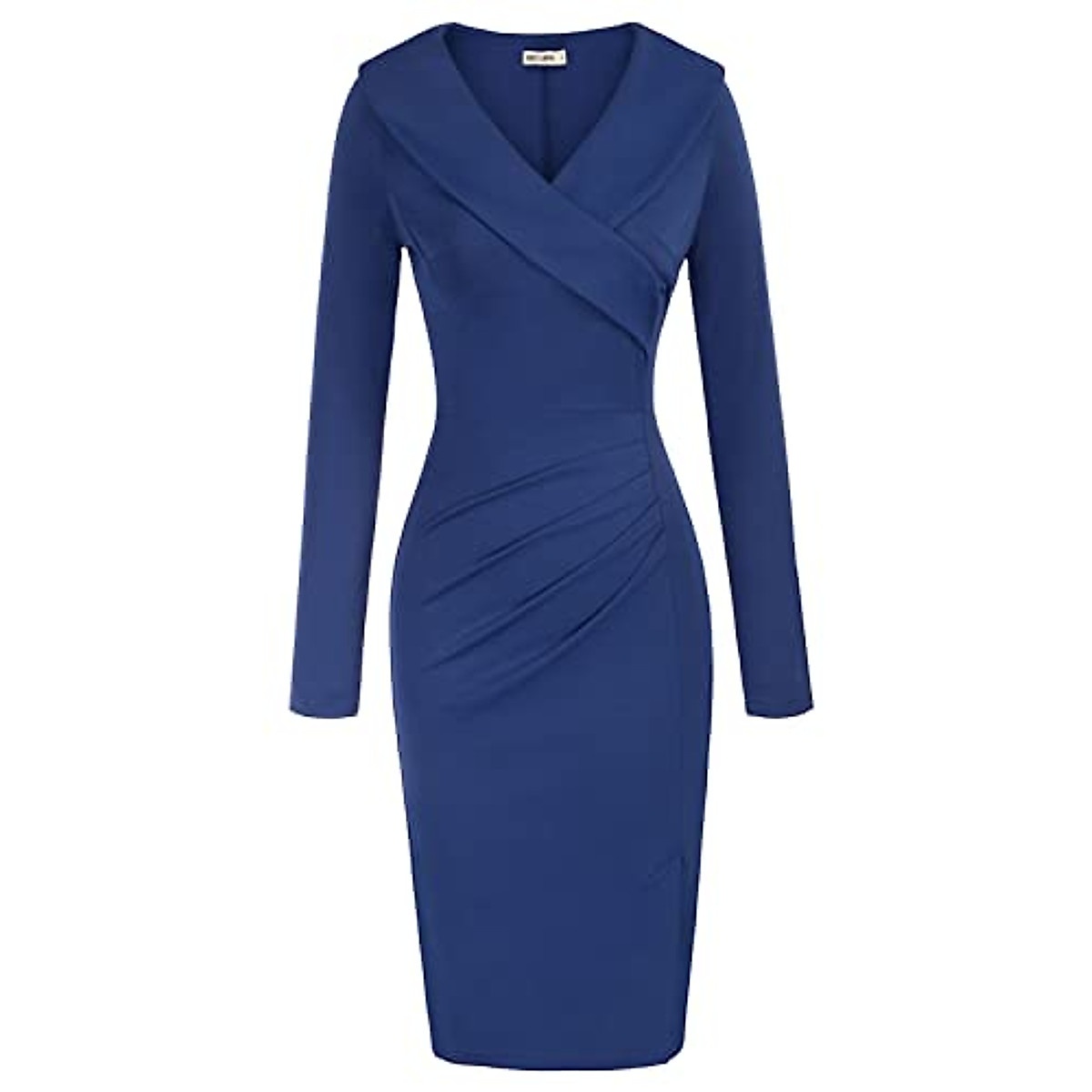 GRACE KARIN Women's Business Pencil Dress Office Long Sleeve Cocktail Dress Wedding Guest Blue S