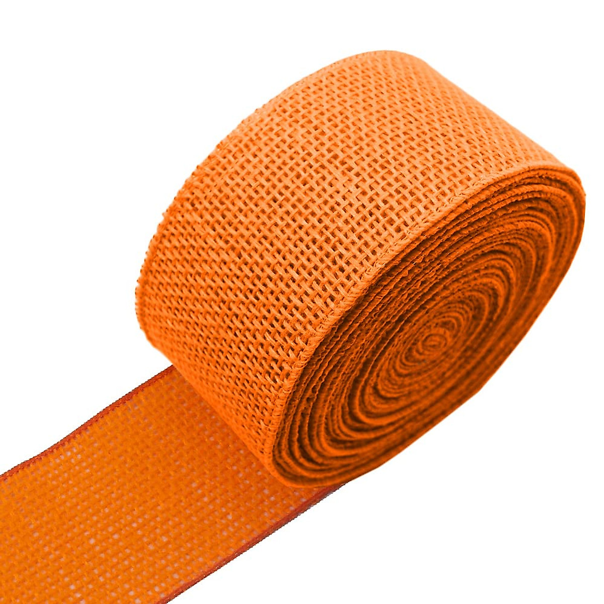 Orange Wired Burlap Ribbons 2.5" 10 Yards, Spring Solid Wired Edge Decoration Wired Ribbon Fabric Craft Ribbon Burlap Wrapping Ribbon for Holiday Party Wrapping DIY Craft Wedding Decoration Wreath Bow